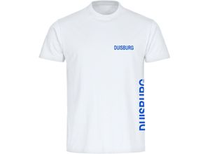 4068859017927 - multifanshop Herren T-Shirt - Duisburg - Brust & Seite - Druck blau - Männer