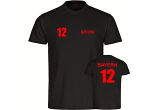 4068859089306 - multifanshop Herren T-Shirt - Bayern - Trikot Nummer 12 - Druck rot - Männer