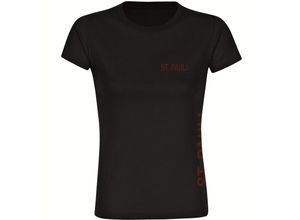 4068859191153 - multifanshop Damen T-Shirt - St Pauli - Brust & Seite - Druck braun - Frauen