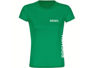 4068859165666 - multifanshop Damen T-Shirt - Bremen - Brust & Seite - Druck weiß - Frauen