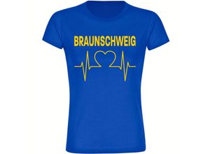 4068859200497 - multifanshop Damen T-Shirt - Braunschweig - Herzschlag - Druck gelb - Frauen