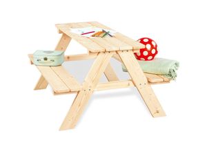 4035769000981 - - Kindersitzgruppe Nicki Fichtenholz unbehandelt für 4 Kinder 90x85x50 cm