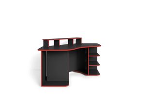 4251942212198 - Schreibtisch THANATOS   Gaming-Tisch in Schwarz mit Kanten in Rot   Eck-Schreibtisch mit viel Stauraum und XXL Tischplatte   Computer-Tisch