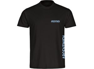 4068859272401 - multifanshop Herren T-Shirt - Argentinien - Brust & Seite - Druck hellblau - Männer