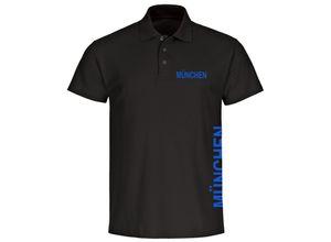 4068859022181 - multifanshop Poloshirt - München blau - Brust & Seite - Druck blau - Polo