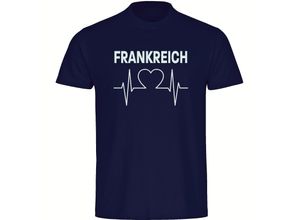 4068859308193 - multifanshop Herren T-Shirt - Frankreich - Herzschlag - Druck weiß - Männer