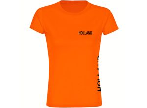 4068859454517 - multifanshop Damen T-Shirt - Holland - Brust & Seite - Druck schwarz - Frauen