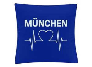 4068859040789 - multifanshop Kissenbezug - München blau - Herzschlag - Druck weiß - Kissen