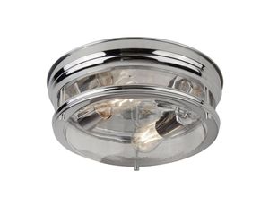 5053423136080 - Edinburgh - 2 Licht Badezimmer Flush Deckenleuchte Chrom IP44 E27 - Searchlight