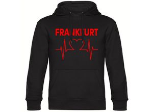4068859106645 - multifanshop Kapuzen Sweatshirt - Frankfurt - Herzschlag - Druck rot - Hoodie