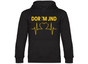 4068859187842 - multifanshop® Kapuzen Sweatshirt - Dortmund - Herzschlag - Druck gelb - Hoodie