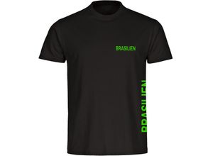 4068859284367 - multifanshop Herren T-Shirt - Brasilien - Brust & Seite - Druck gelb - Männer