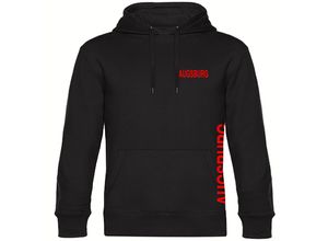 4068859070915 - multifanshop Kapuzen Sweatshirt - Augsburg - Brust & Seite - Druck rot - Hoodie
