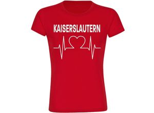 4068859109608 - multifanshop Damen T-Shirt - Kaiserslautern - Herzschlag - Druck weiß - Frauen