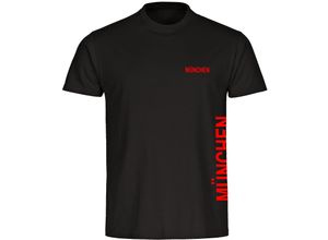 4068859084875 - multifanshop Herren T-Shirt - München rot - Brust & Seite - Druck rot - Männer