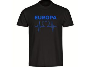 4068859302405 - multifanshop Herren T-Shirt - Europa - Herzschlag - Druck blau - Männer