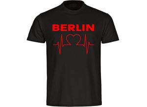 4068859103736 - multifanshop Herren T-Shirt - Berlin rot - Herzschlag - Druck rot - Männer