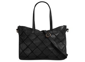 4262427392106 - Shopper SAMANTHA LOOK Damen Gr B H T 40cm x 28cm x 10cm onesize schwarz Leder Taschen echt Leder Made in Italy