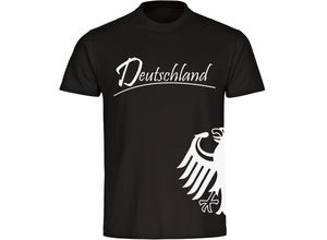 4068859250287 - multifanshop Herren T-Shirt - Deutschland - Adler seitlich - Druck weiß - Männer