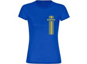 4068859303907 - multifanshop Damen T-Shirt - Europa - Streifen - Druck gelb - Frauen