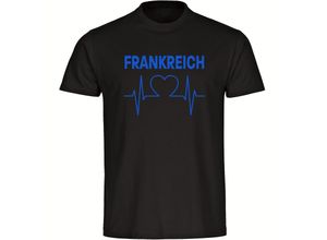 4068859308100 - multifanshop Herren T-Shirt - Frankreich - Herzschlag - Druck blau - Männer