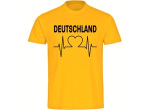 4068859249281 - multifanshop Herren T-Shirt - Deutschland - Herzschlag - Druck schwarz - Männer