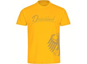 4068859251048 - multifanshop Herren T-Shirt - Deutschland - Adler seitlich Gold - Druck gold metallic - Männer