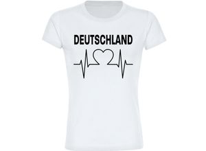 4068859262792 - multifanshop Damen T-Shirt - Deutschland - Herzschlag - Druck schwarz - Frauen