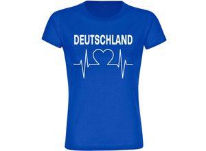 4068859270803 - multifanshop Damen T-Shirt - Deutschland - Herzschlag - Druck weiß - Frauen