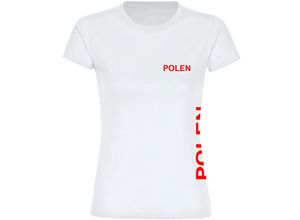 4068859212216 - multifanshop Damen T-Shirt - Polen - Brust & Seite - Druck rot - Frauen