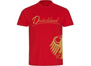 4068859257446 - multifanshop Kinder T-Shirt - Deutschland - Adler seitlich Gold - Druck gold metallic - Kind