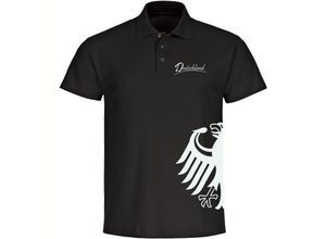 4068859408350 - multifanshop Poloshirt - Deutschland - Adler seitlich - Druck weiß - Polo