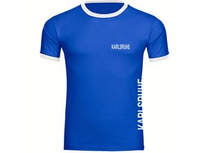 4068859021405 - multifanshop Kontrast T-Shirt - Karlsruhe - Brust & Seite - Druck weiß - Männer