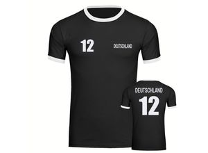 4068859268176 - multifanshop Kontrast T-Shirt - Deutschland - Trikot Nummer 12 - Druck weiß - Männer