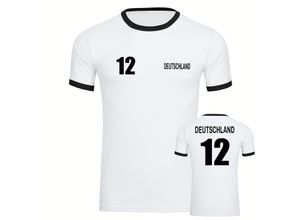 4068859270070 - multifanshop Kontrast T-Shirt - Deutschland - Trikot Nummer 12 - Druck schwarz - Männer