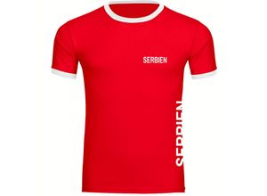 4068859482480 - multifanshop Kontrast T-Shirt - Serbien - Brust & Seite - Druck weiß - Männer