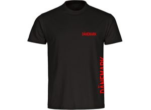 4068859208288 - multifanshop Herren T-Shirt - Dänemark - Brust & Seite - Druck rot - Männer