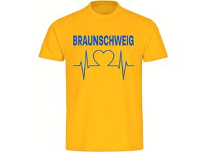 4068859200800 - multifanshop Kinder T-Shirt - Braunschweig - Herzschlag - Druck blau - Kind