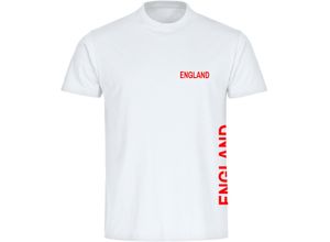 4068859209988 - multifanshop Kinder T-Shirt - England - Brust & Seite - Druck rot - Kind