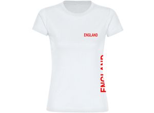 4068859209780 - multifanshop Damen T-Shirt - England - Brust & Seite - Druck rot - Frauen