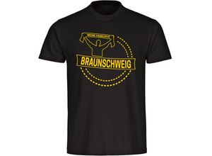 4068859203511 - multifanshop Kinder T-Shirt - Braunschweig - Meine Fankurve - Druck gelb - Kind