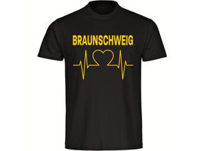 4068859200602 - multifanshop Kinder T-Shirt - Braunschweig - Herzschlag - Druck gelb - Kind