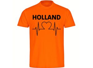 4068859453855 - multifanshop Herren T-Shirt - Holland - Herzschlag - Druck schwarz - Männer