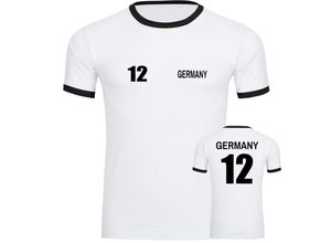 4068859366933 - multifanshop Kontrast T-Shirt - Germany - Trikot Nummer 12 - Druck schwarz - Männer