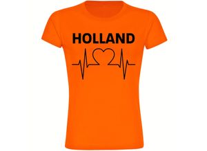 4068859455149 - multifanshop Damen T-Shirt - Holland - Herzschlag - Druck schwarz - Frauen