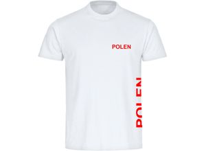 4068859212001 - multifanshop Herren T-Shirt - Polen - Brust & Seite - Druck rot - Männer