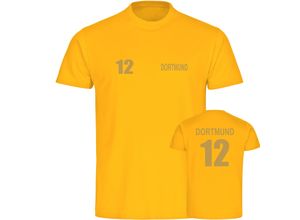 4068859489571 - multifanshop® Herren T-Shirt - Dortmund - Trikot Nummer 12 gold - Druck gold metallic - Männer