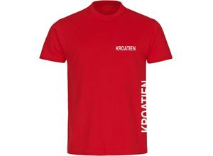 4068859473846 - multifanshop Kinder T-Shirt - Kroatien - Brust & Seite - Druck weiß - Kind