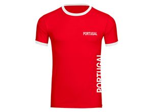 4068859214258 - multifanshop Kontrast T-Shirt - Portugal - Brust & Seite - Druck weiß - Männer