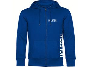 4068859403683 - multifanshop Kapuzen Sweatshirt Jacke - Holstein - Brust & Seite - Druck weiß - Sweat
